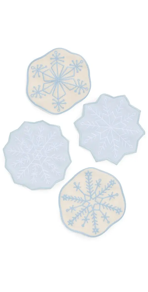 PIECEWORK Set Of Snowflake Napkins - Green/grey