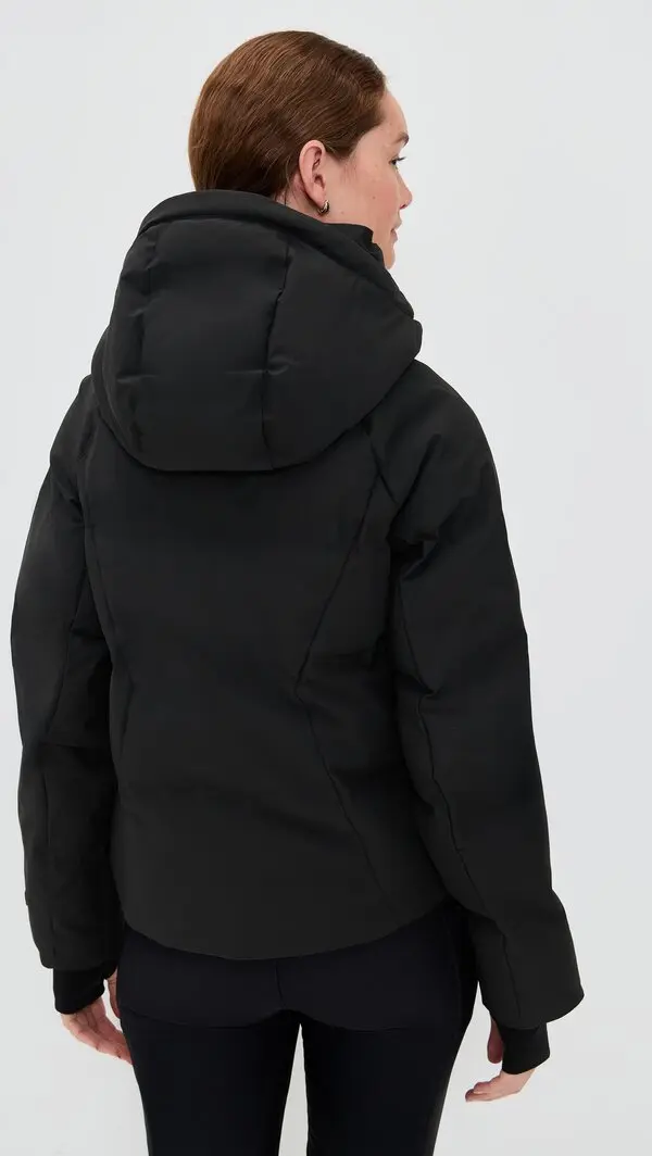 HALFDAYS Georgie Puffer Jacket With Drawstring Hood And Zip Pockets - Black