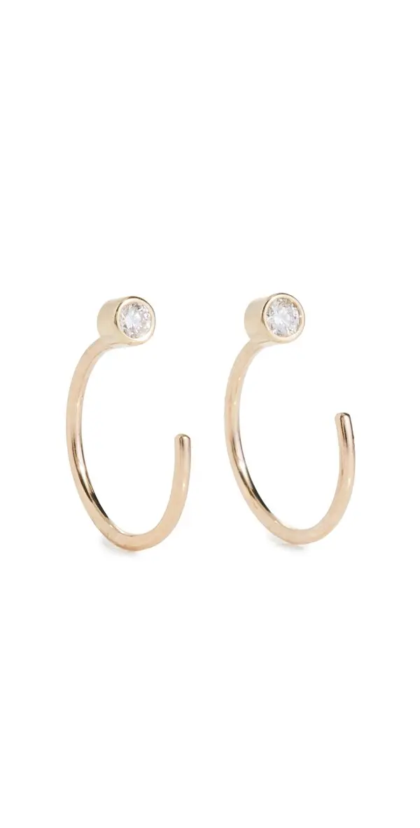 Zoe Chicco 14k Gold Diamond Reverse Huggie Hoop Earrings - Yellow Gold
