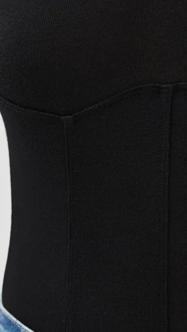 AGOLDE Wilma Bodysuit Turtleneck Long Sleeve Corset Detail - Black