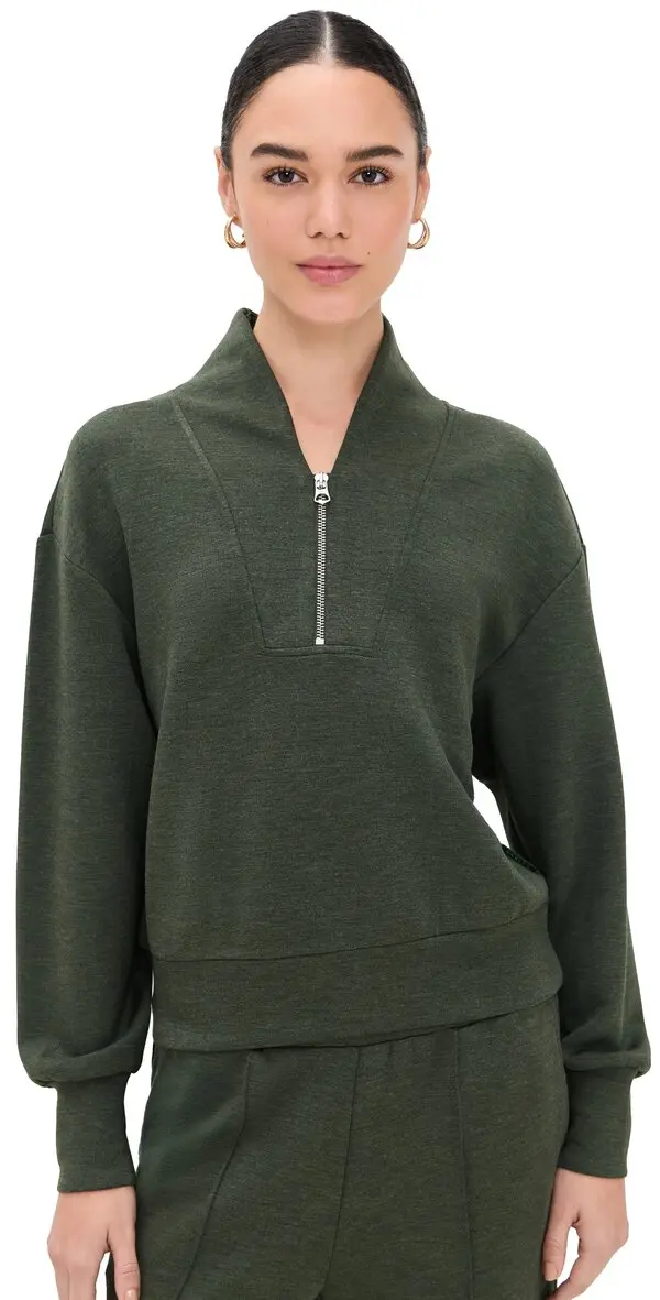 Varley Davidson Quarter Zip Sweatshirt - Olive Marl