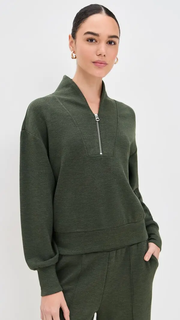 Varley Davidson Quarter Zip Sweatshirt - Olive Marl