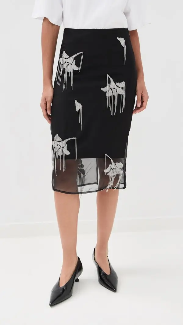 RÓHE Embellished Tulip Silk Skirt
