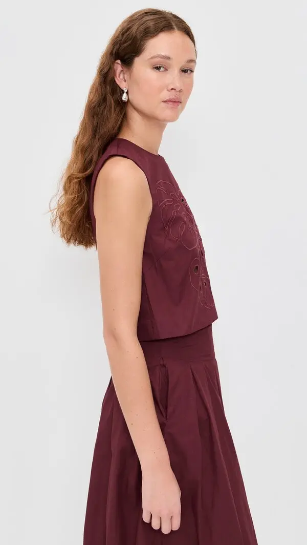 DRESS TO Cotton Blouse With Foliage Embroidery