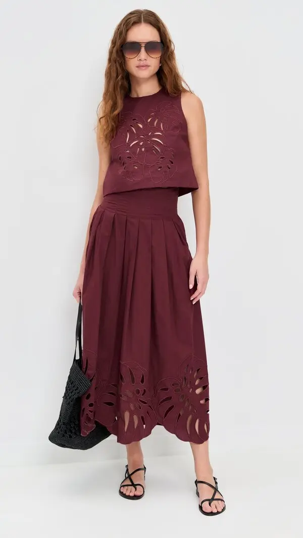 DRESS TO Cotton Blouse With Foliage Embroidery