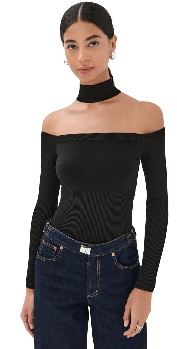 Simkhai Lila Cold Shoulder Top - Black