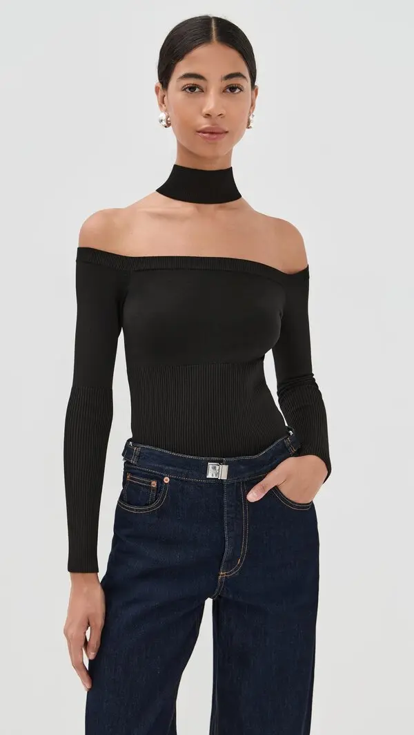 Simkhai Lila Cold Shoulder Top - Black