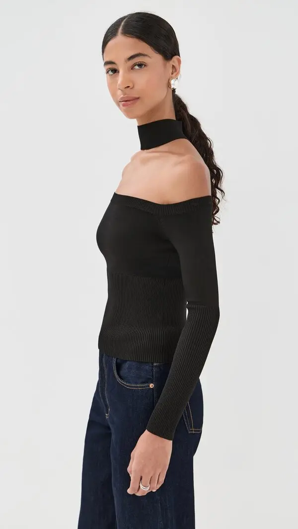 Simkhai Lila Cold Shoulder Top - Black