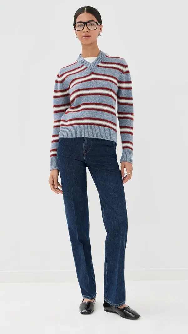 Daughter Shetland Stripe V-neck