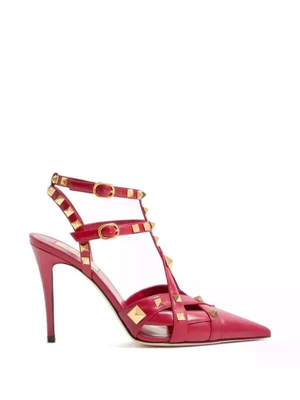 Valentino Garavani Studded Kidskin Pumps - Red