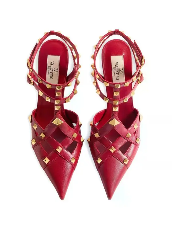 Valentino Garavani Studded Kidskin Pumps - Red