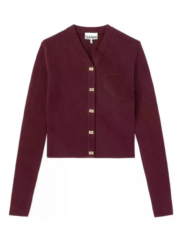 GANNI Buttoned V-neck Cardigan