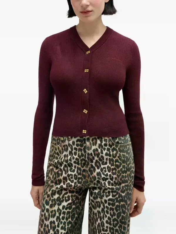 GANNI Buttoned V-neck Cardigan