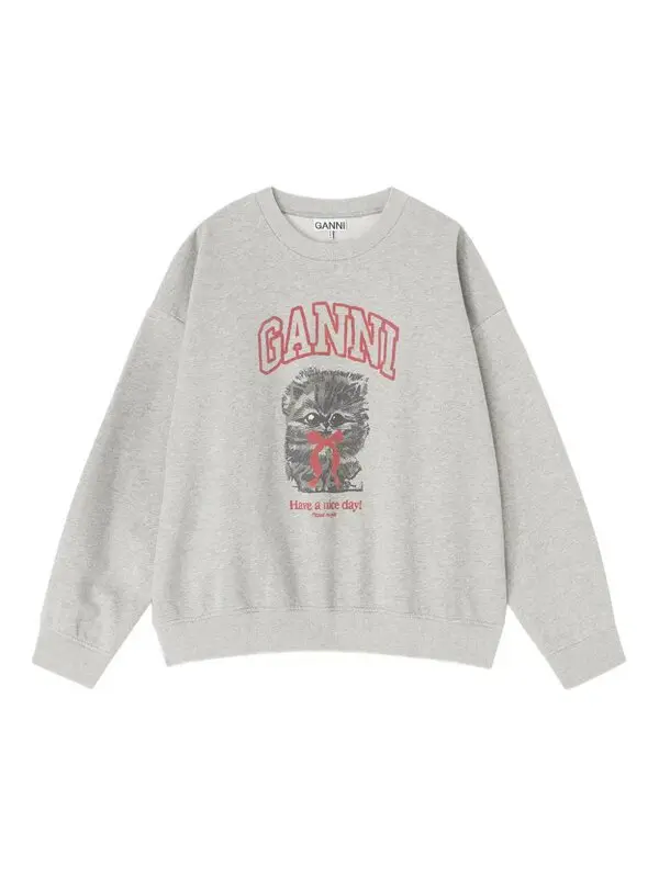 GANNI Organic Cotton Graphic Print Sweatshirt