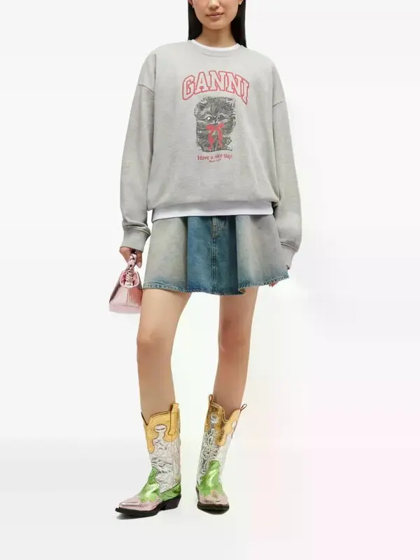 GANNI Organic Cotton Graphic Print Sweatshirt
