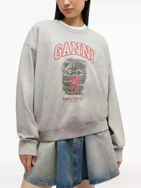 GANNI Organic Cotton Graphic Print Sweatshirt