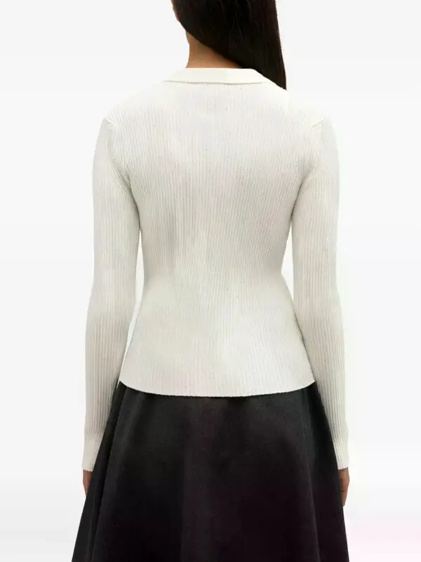 GANNI Fine Sequin Knitted Polo Shirt - Neutrals
