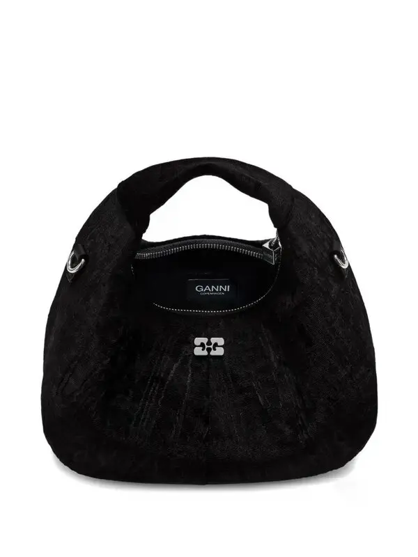 GANNI Mini Logo-detail Chain Tote Bag - Black