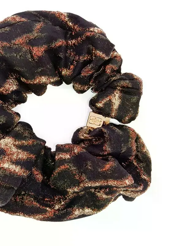 GANNI Metallic Printed Scrunchie