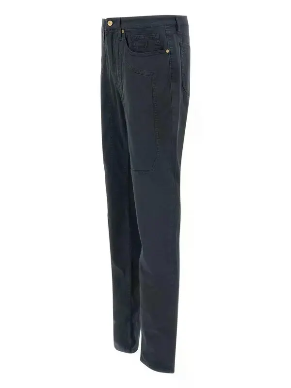 JECKERSON Five-pocket Logo-patch Trousers - Blue