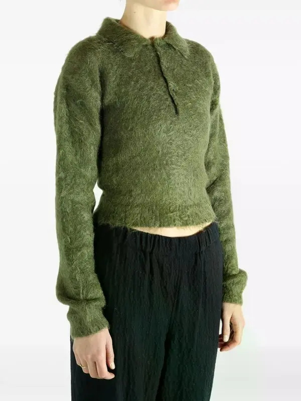 Auralee Textured-knit Polo Sweater