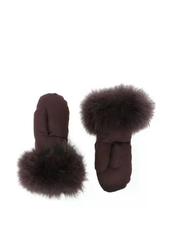 LISKA Textured-trim Fingerless Gloves - Brown