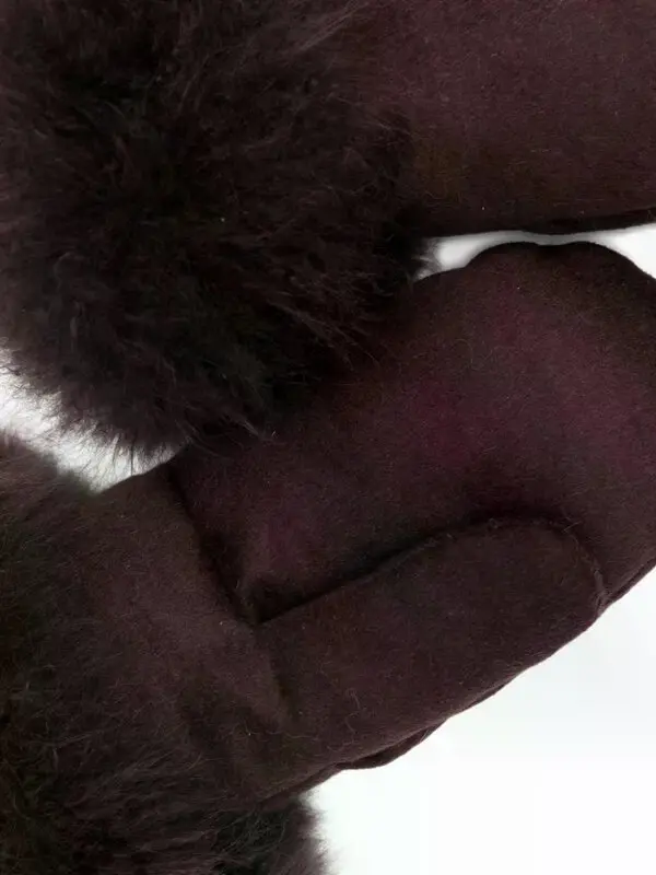 LISKA Textured-trim Fingerless Gloves - Brown