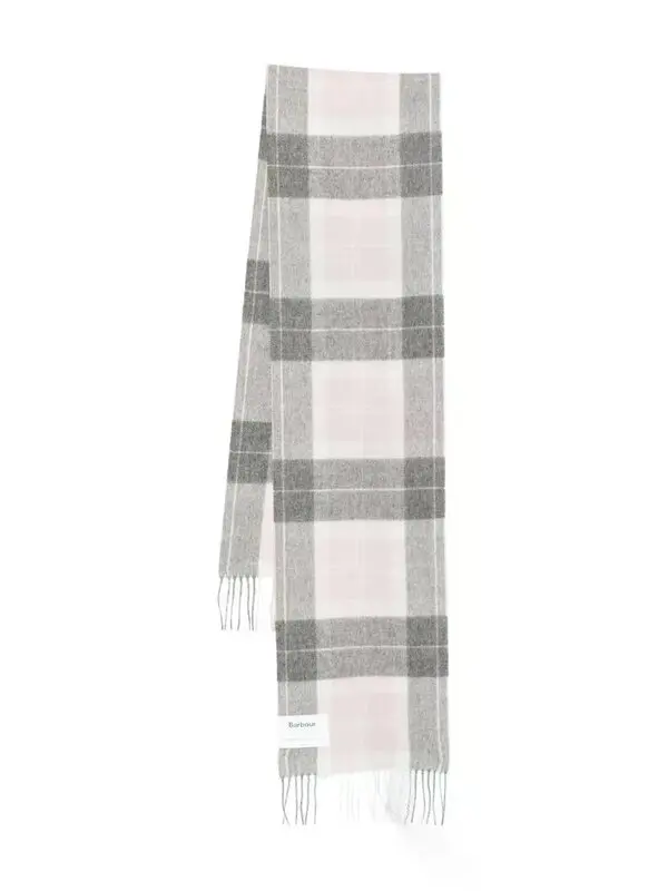 Barbour Checked Fringed Scarf