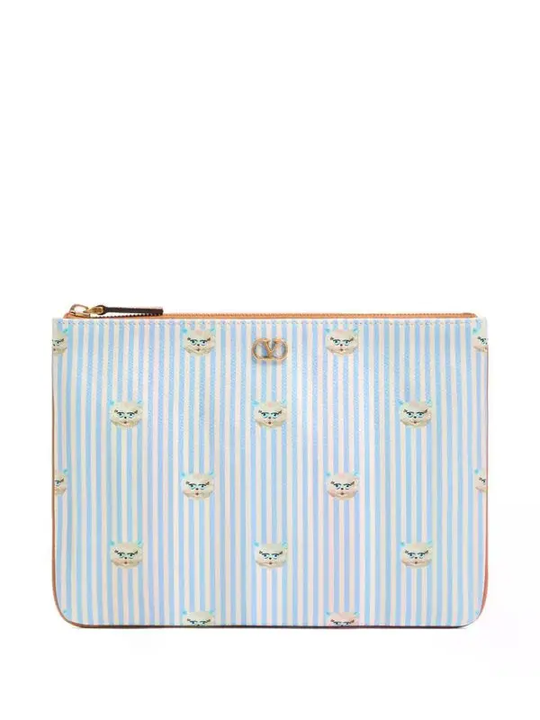 Valentino Garavani Vlogo Signature Pouch With Le Chat De La Maison Print - Blue