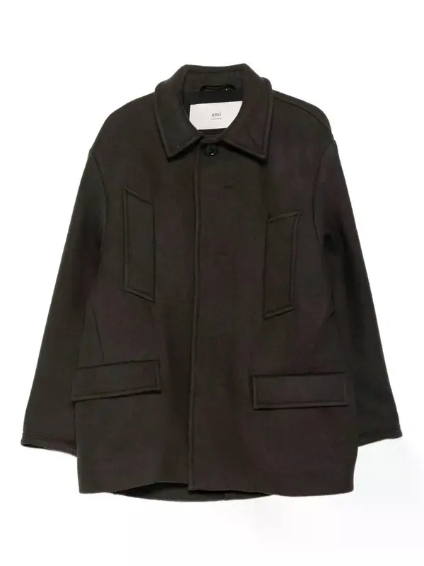 AMI Paris Caban Pocket Coat - Brown