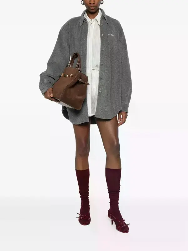Miu Miu Overshirt With Embroidered Logo