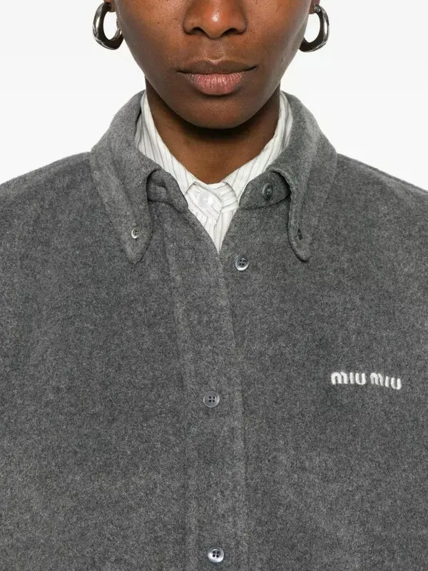 Miu Miu Overshirt With Embroidered Logo