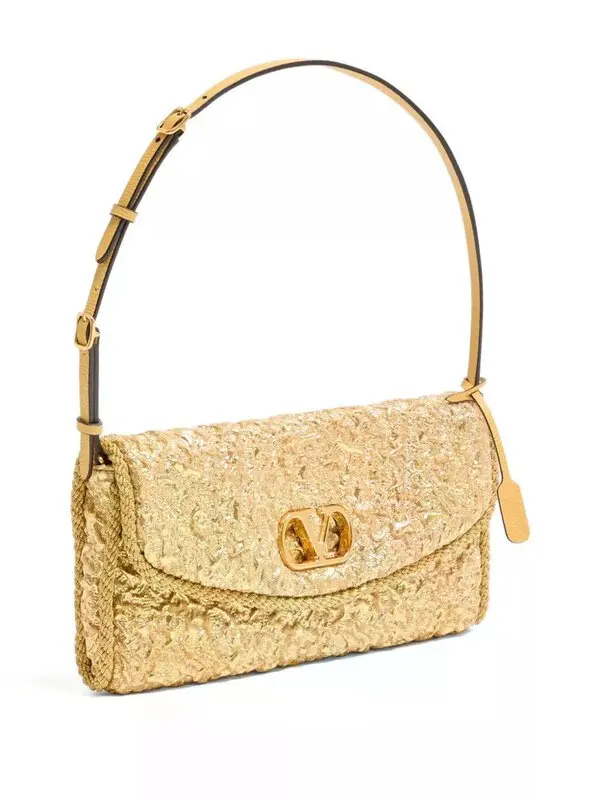 Valentino Garavani Small Devain Jacquard Shoulder Bag - Gold