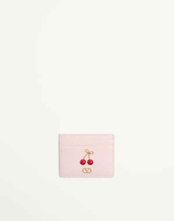 Valentino Garavani Cherryfic Grainy Calfskin Cardholder - Rose Quartz