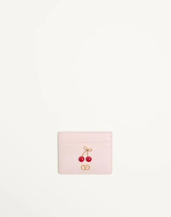 Valentino Garavani Cherryfic Grainy Calfskin Cardholder - Rose Quartz