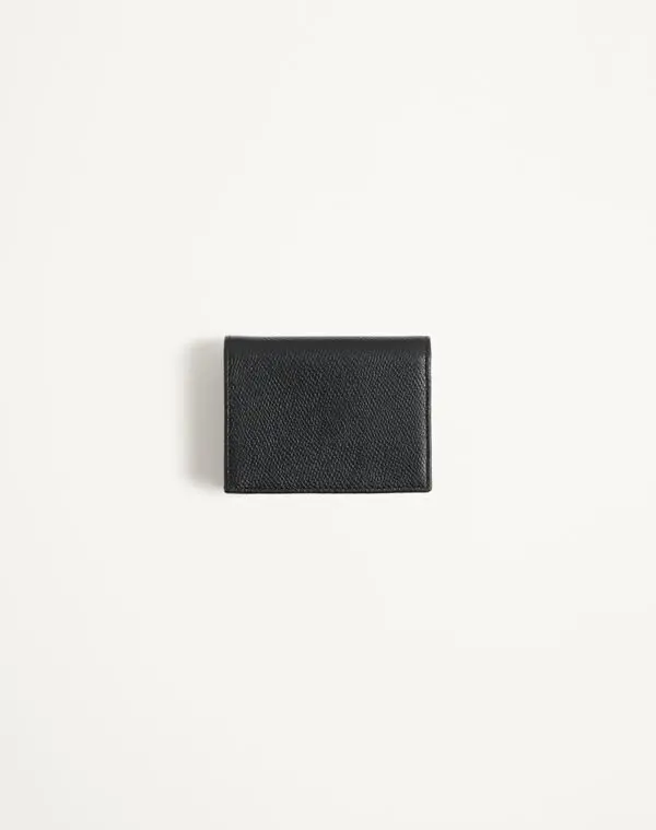 Valentino Garavani Cherryfic Wallet In Grainy Calfskin - Black