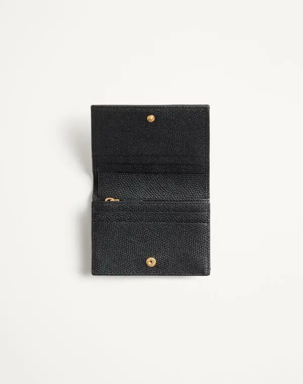 Valentino Garavani Cherryfic Wallet In Grainy Calfskin - Black