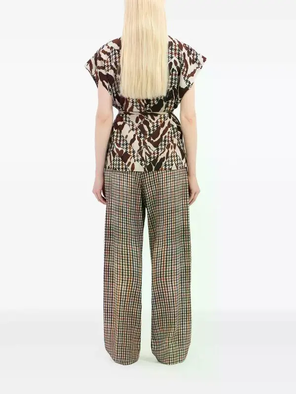 PIERRE-LOUIS MASCIA Animal-print Houndstooth Wrap Top
