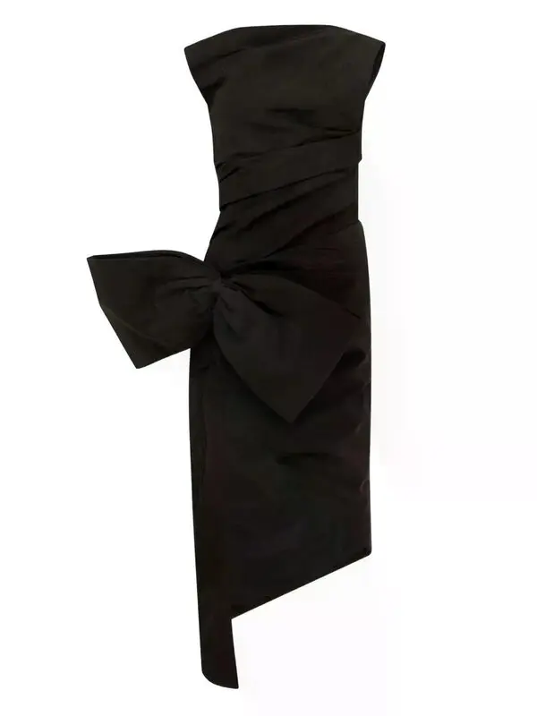David Koma Bow-accented Ruched Asymmetric Dress