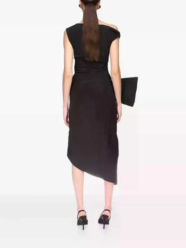David Koma Bow-accented Ruched Asymmetric Dress