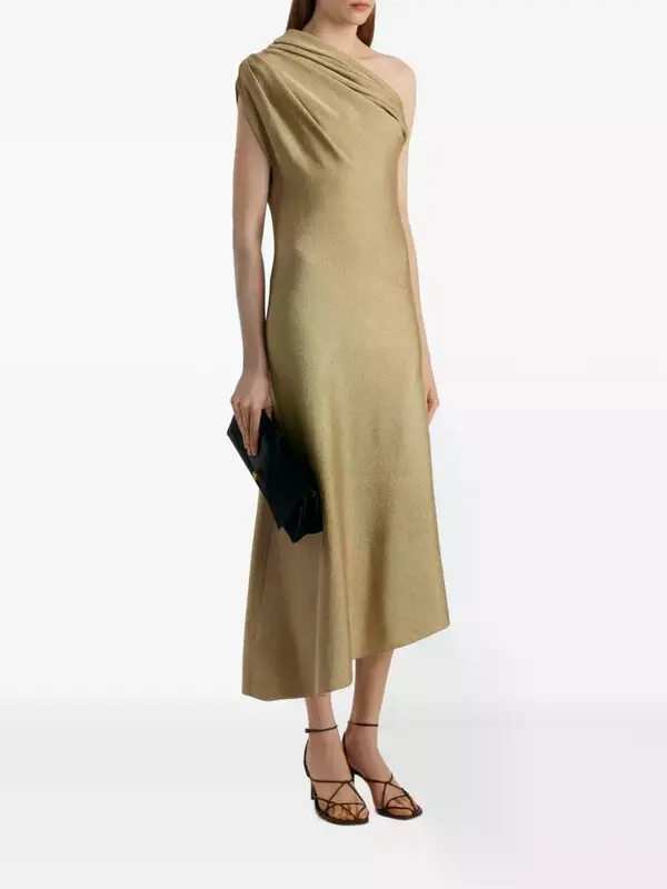 Khaite Coast Draped Midi Dress - Gold