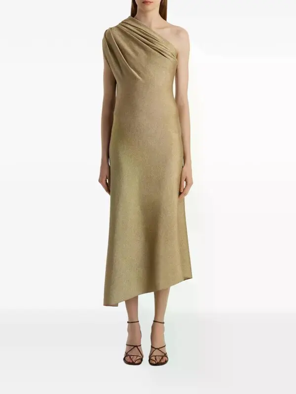 Khaite Coast Draped Midi Dress - Gold