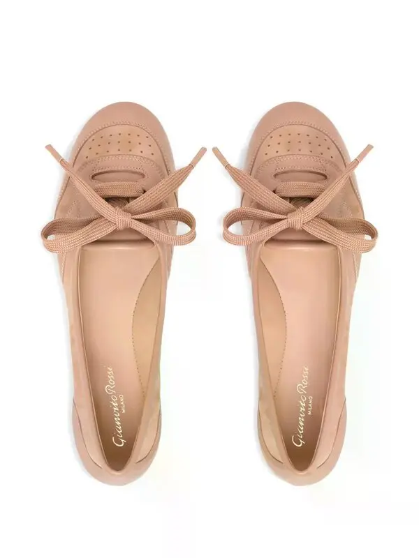 GIANVITO ROSSI Vault Lace-up Ballerina Flats - Neutrals