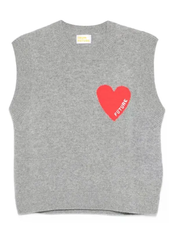 From Future Heart-motif Sleeveless Vest - Grey