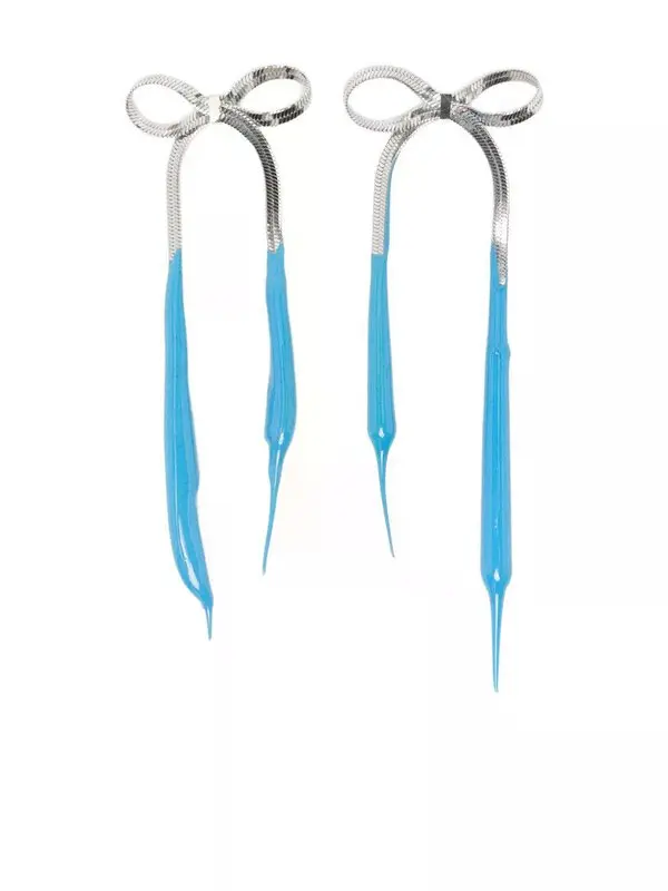 Ottolinger Laced Bow Drop Earrings - Blue