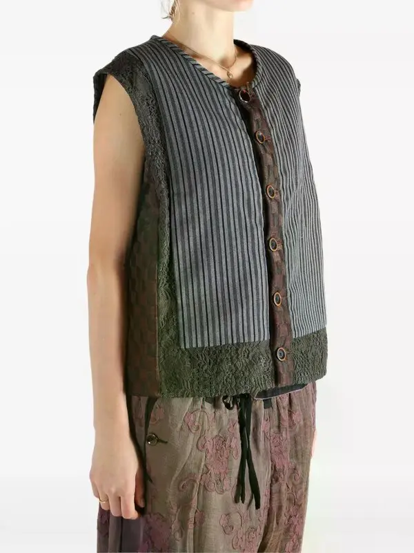 COMMUNS Patchwork Buttoned Vest