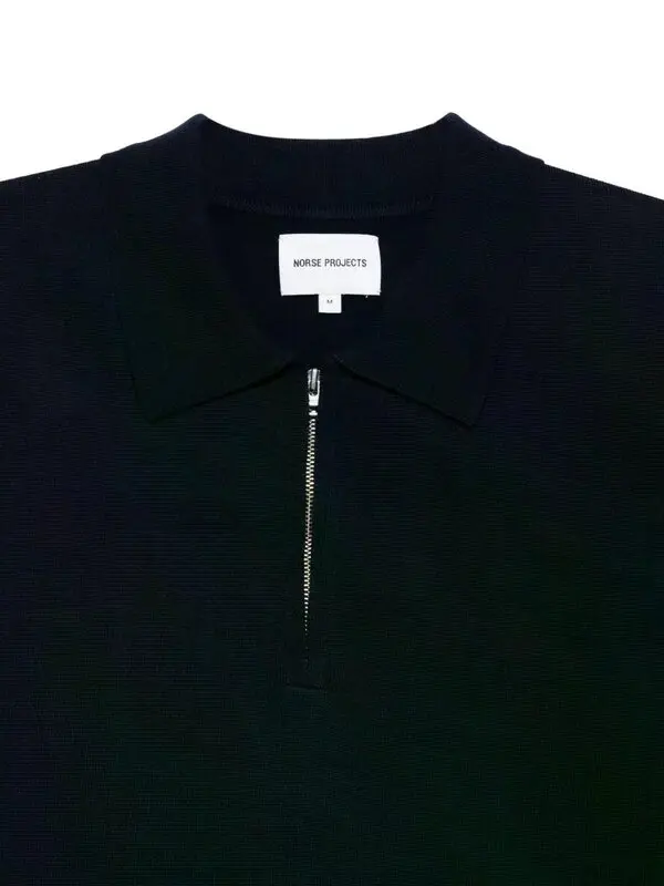 Norse Projects Zip-neck Polo Shirt - Black