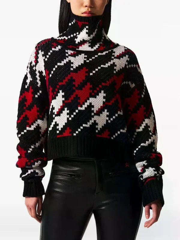 Perfect Moment Houndstooth Roll-neck Sweater