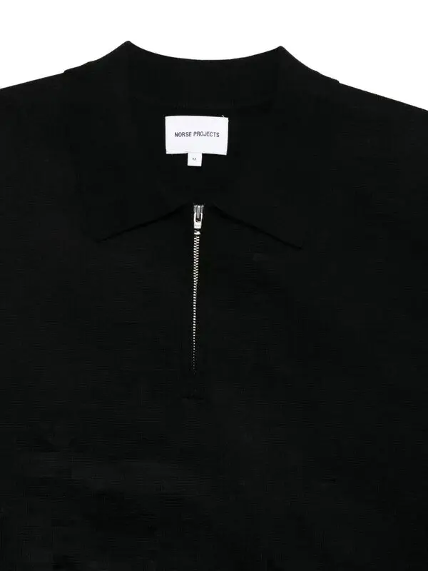 Norse Projects Zip-neck Polo Shirt - Black