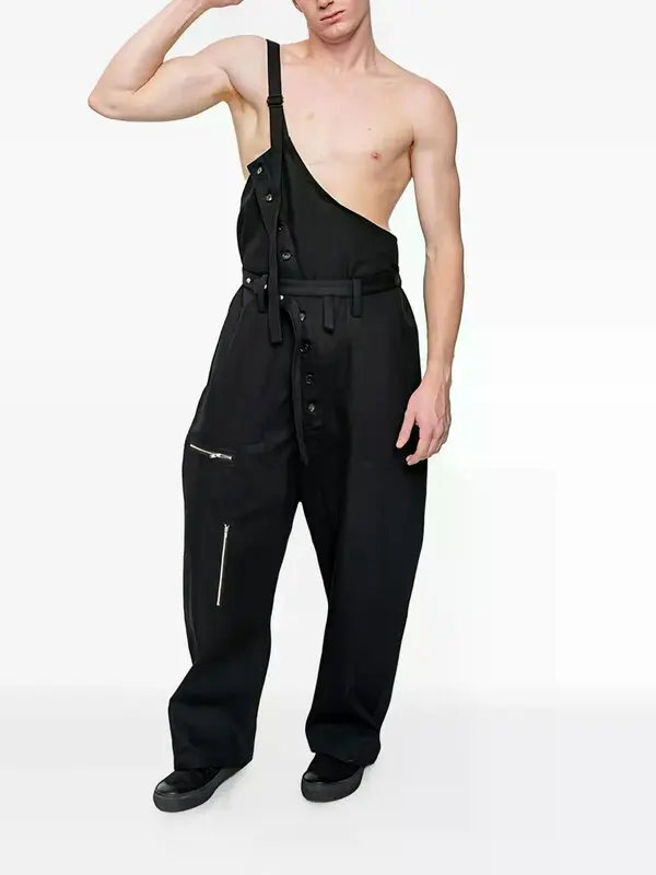 JOE CHIA Vorian Button-detail Dungarees - Black